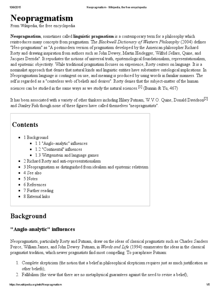 Neopragmatism - Wikipedia, The Free Encyclopedia PDF | PDF | Academic ...