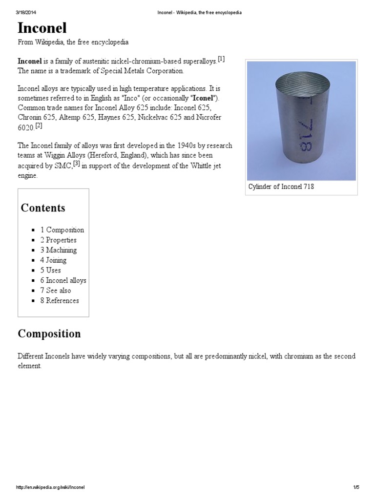 Inconel - Wikipedia, The Free Encyclopedia | PDF | Crystalline Solids ...