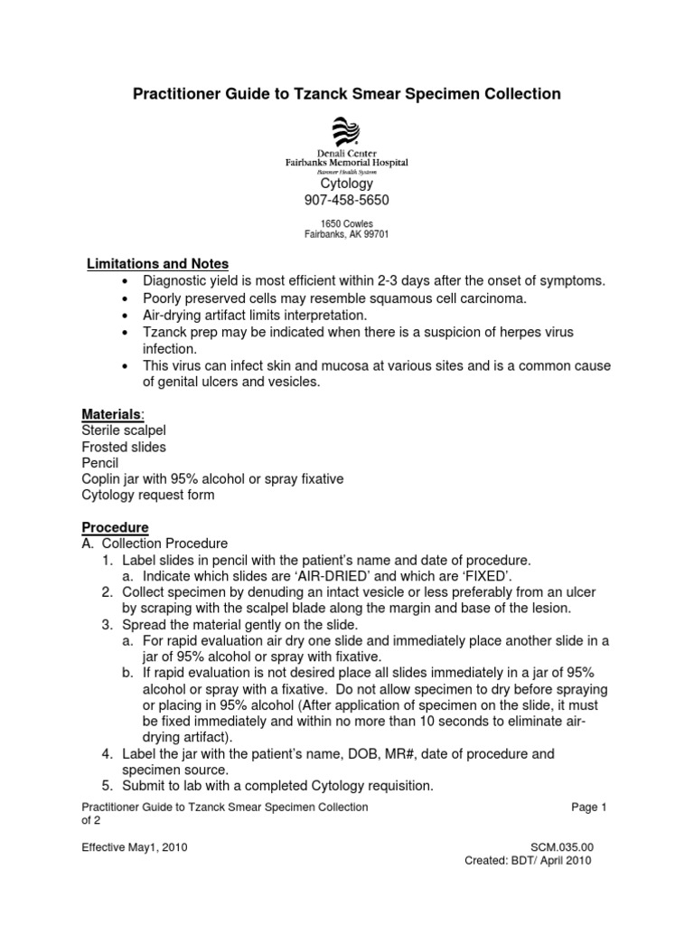 Practitioner Guide To Tzanck Smear Specimen Collection: Limitations and ...
