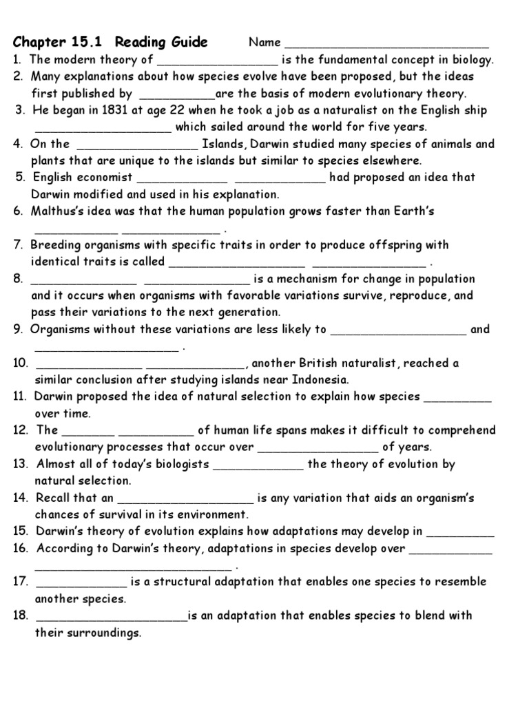 Darwin's Evolution Theory Overview | PDF | Natural Selection | Evolution