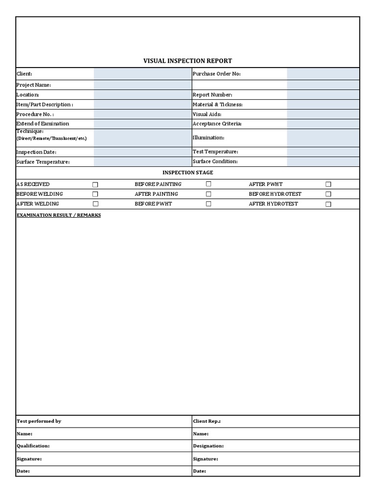 NDT Report Forms | Nondestructive Testing | Applied And ...