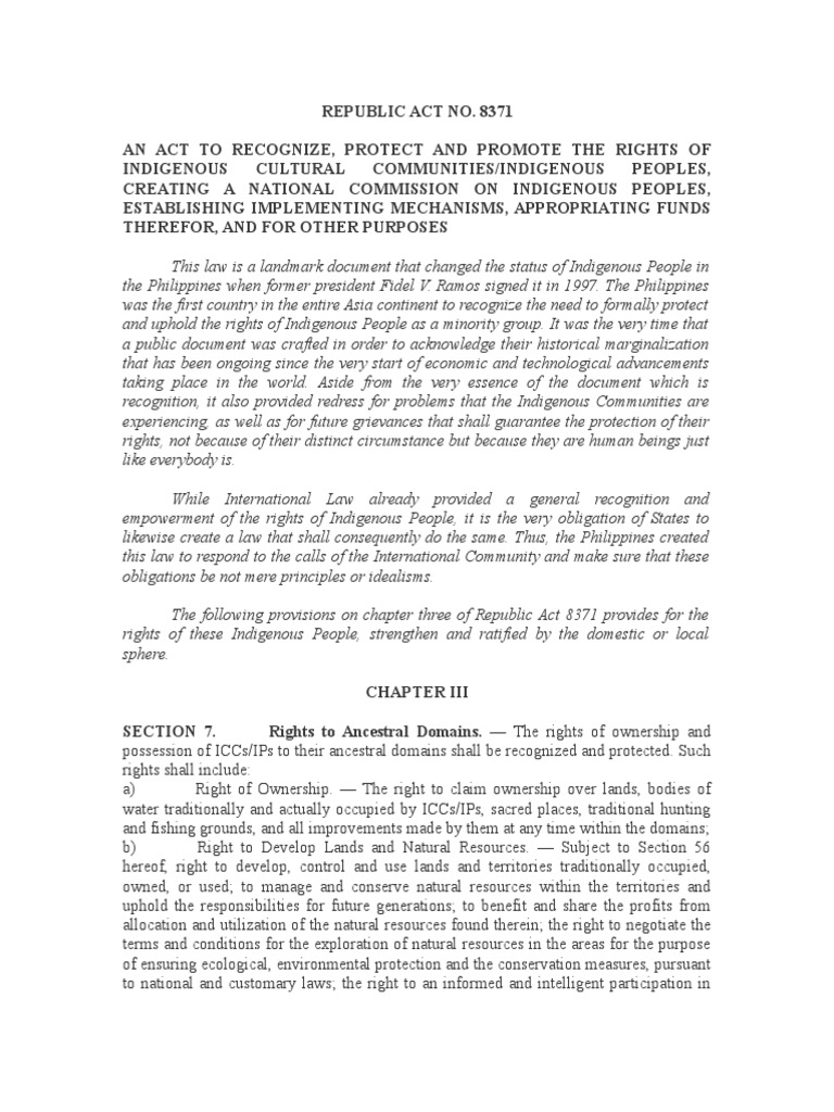 SYNOPSIS IPRA LAW As Human Rights | PDF | Traditional Knowledge | Human ...