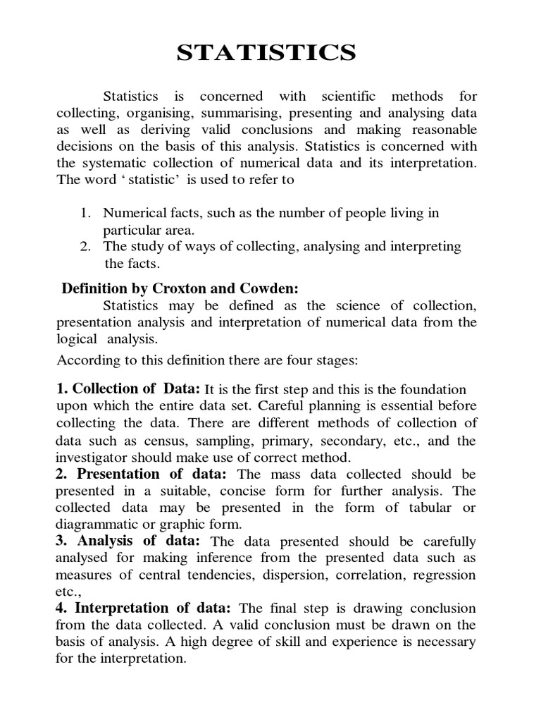 Introduction to Statistics Concepts | PDF | Arithmetic Mean | Median