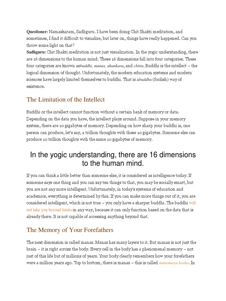 The 16 Dimensions of the Human Mind According to Yoga | PDF | Mind ...