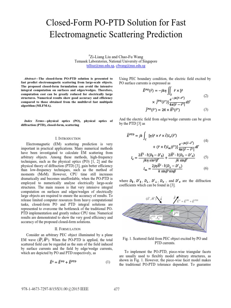Closed-Form PO-PTD Solution For Fast Electromagnetic Scattering ...