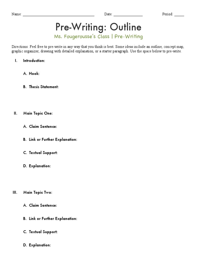 Pre-Writing: Outline | PDF