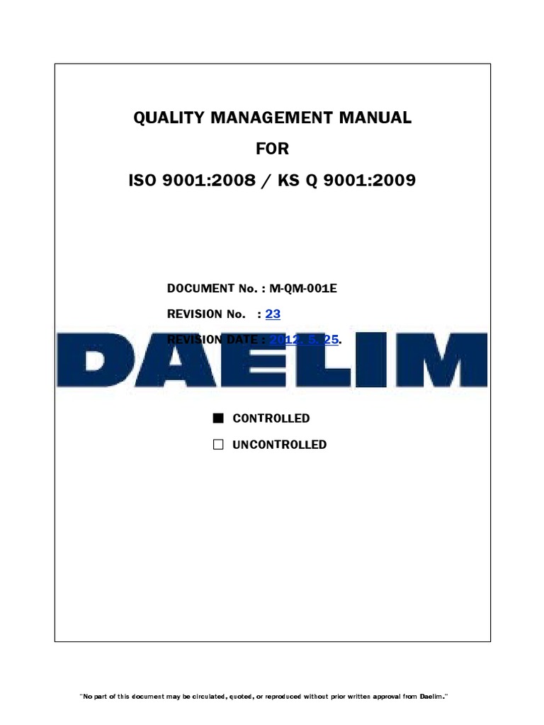 Quality Management Manual | PDF | Quality Management System ...