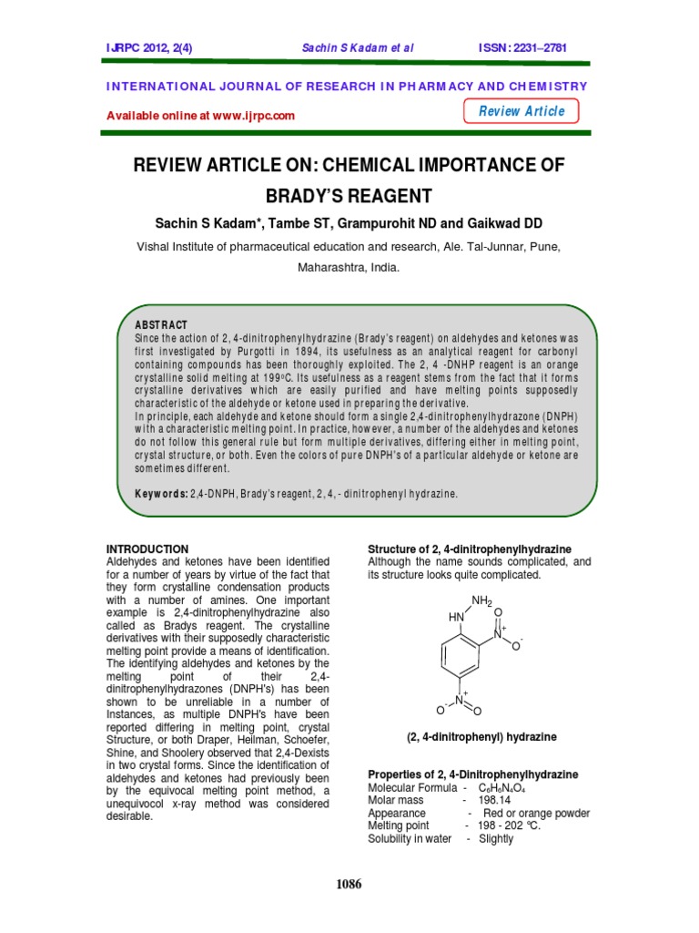 Identifying Organic Compounds with Brady's Reagent | PDF | Organic ...