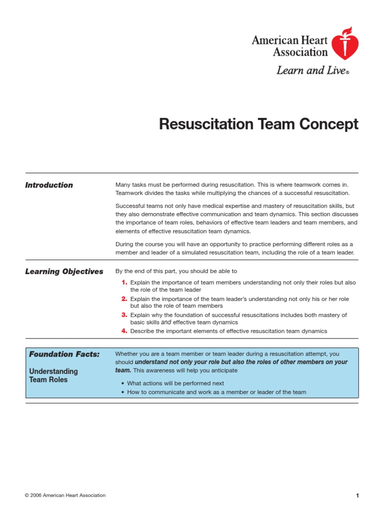Resuscitation Team Concept | PDF | Competence (Human Resources ...