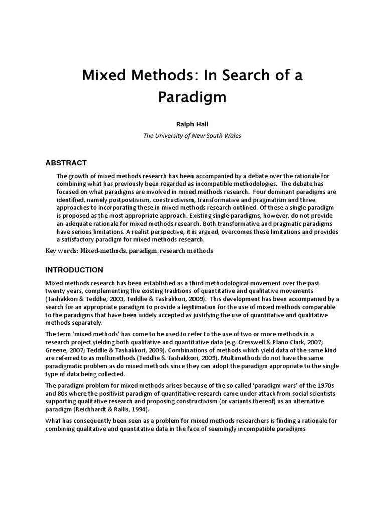 Mixed Methods in Search of A Paradigm | PDF | Social Science