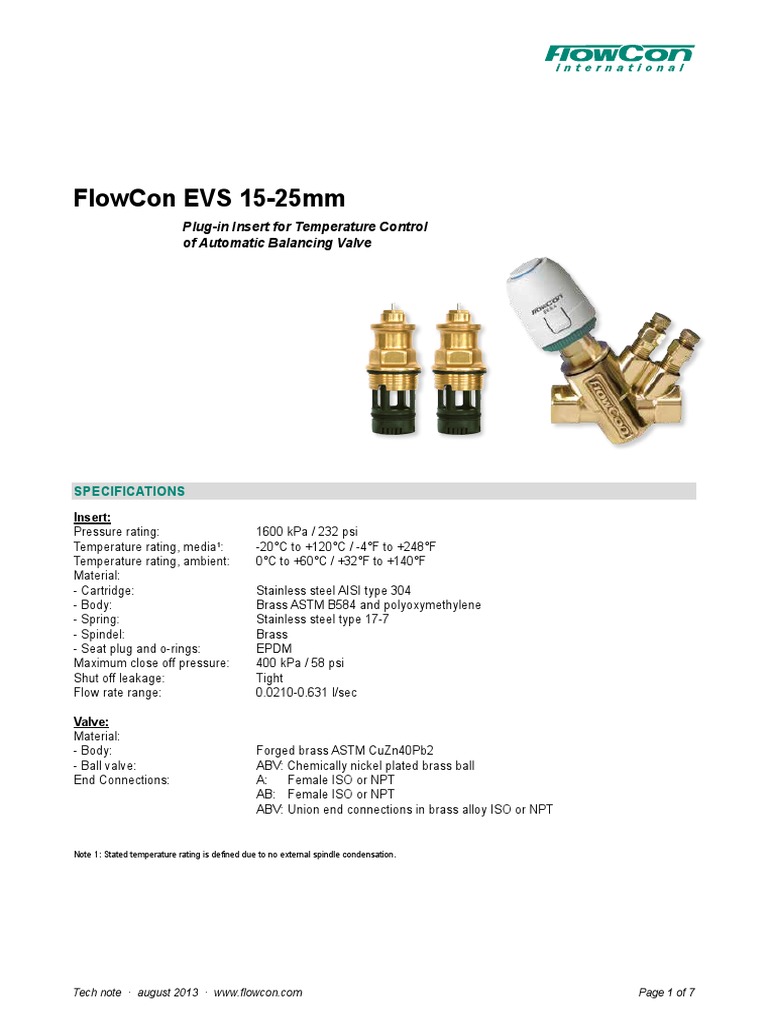 FlowCon EVS Tech 08.2013 | PDF | Valve | Building Engineering