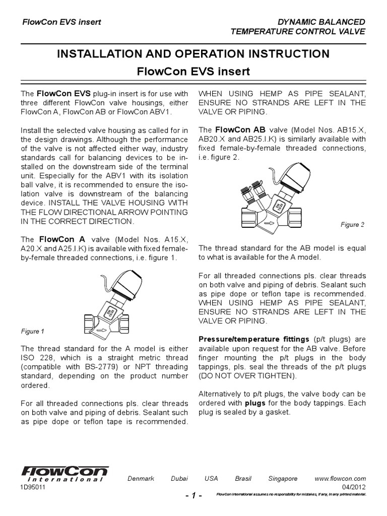 FlowCon EVS Valve Installation Guide | PDF | Valve | Mechanical Engineering