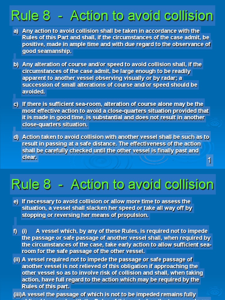 Rule 08 - Action To Avoid Collision | PDF | Industries | Watercraft
