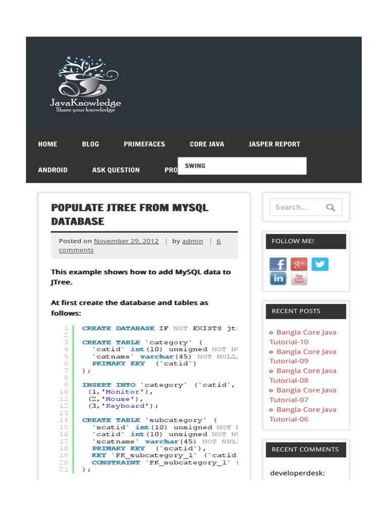 Populate JTree From MySQL Database - Javaknowledge-1 PDF | PDF | Oracle ... Populate JTree From MySQL Database - Javaknowledge-1 PDF | PDF | Oracle ...