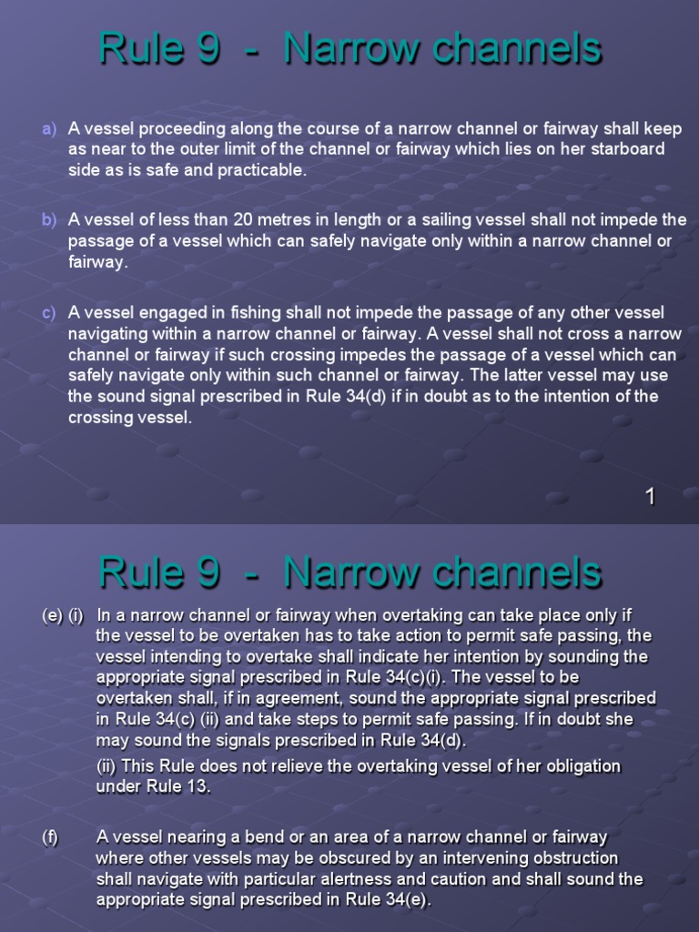 Rule 09 - Narrow Channels | PDF | Shoal | Canal