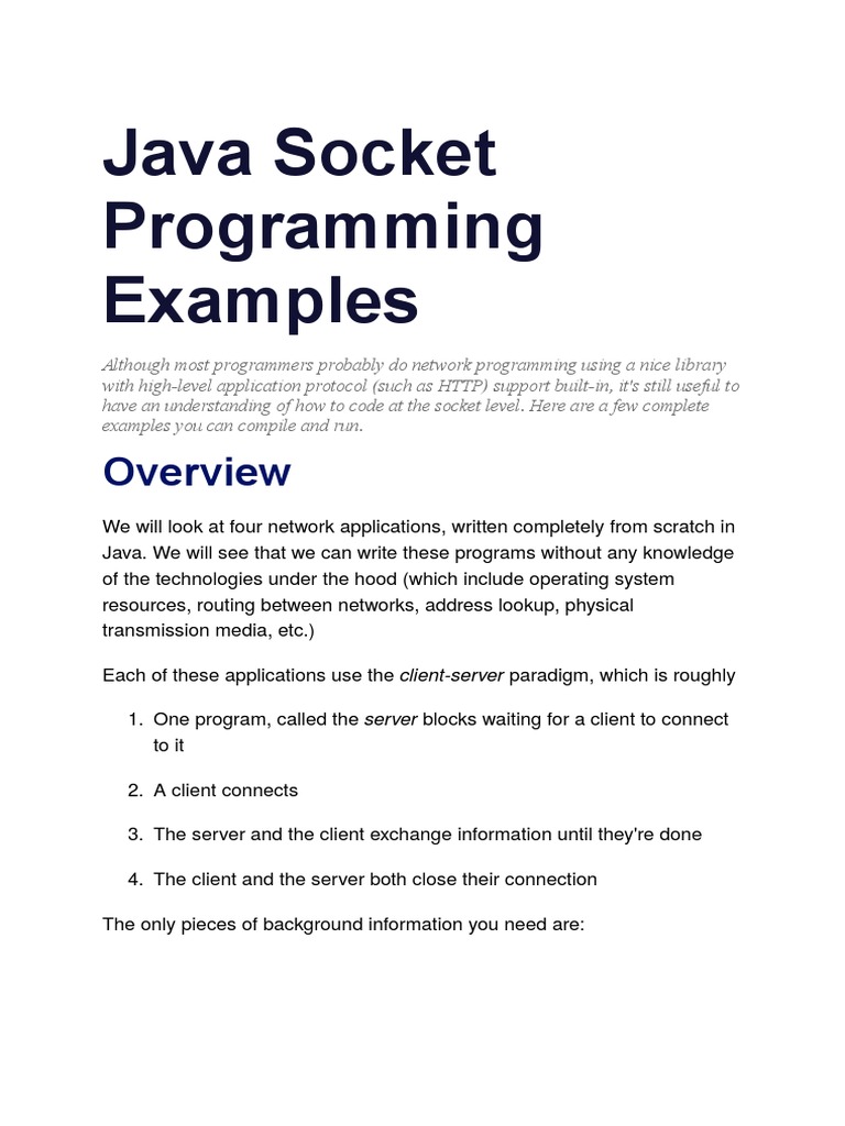 Java Socket Programming Examples | PDF | Port (Computer Networking ...