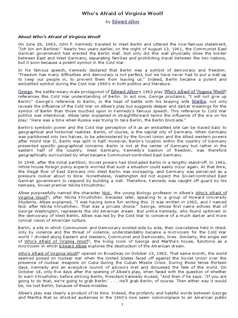 Who's Afraid of Virginia Woolf?: Tracing the Influence of the Cold War ...