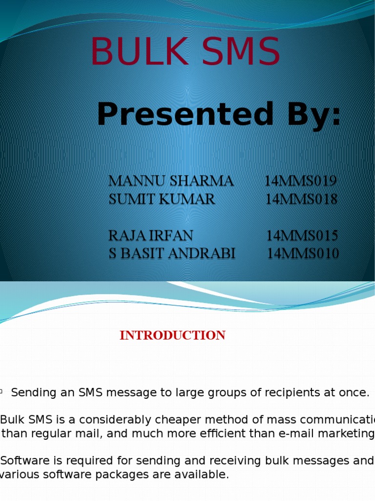 Bulk Sms Presentation | PDF | Short Message Service | Advanced ...
