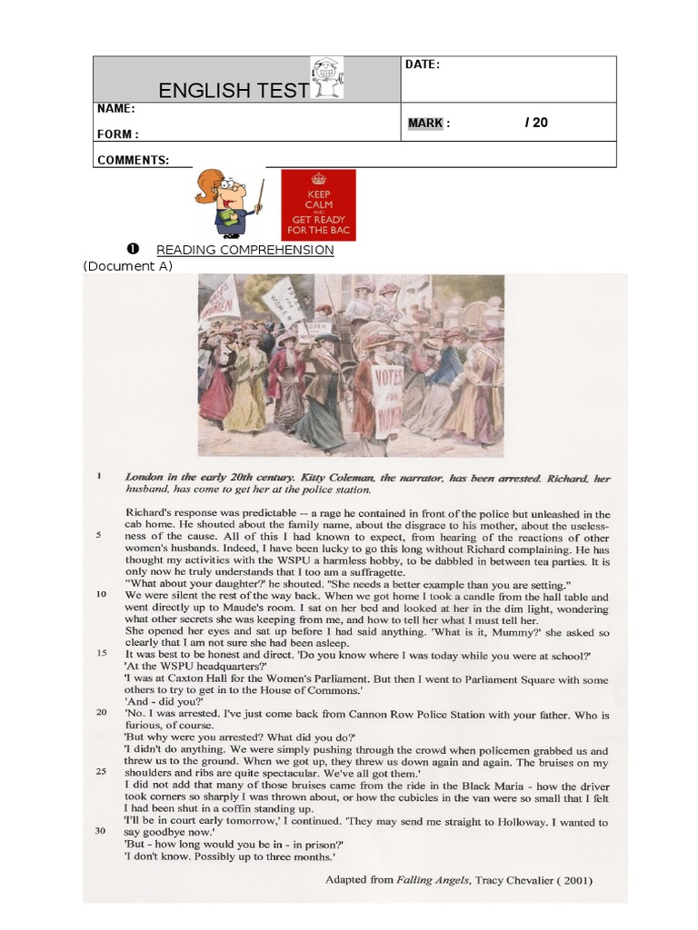 Women's Rights Reading Comprehension Test | PDF | Ellipsis | Women's Rights