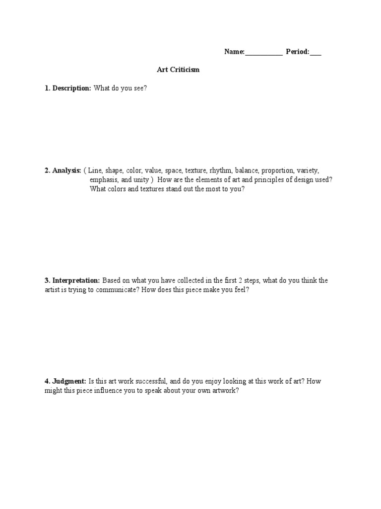Artcriticismhandout | PDF