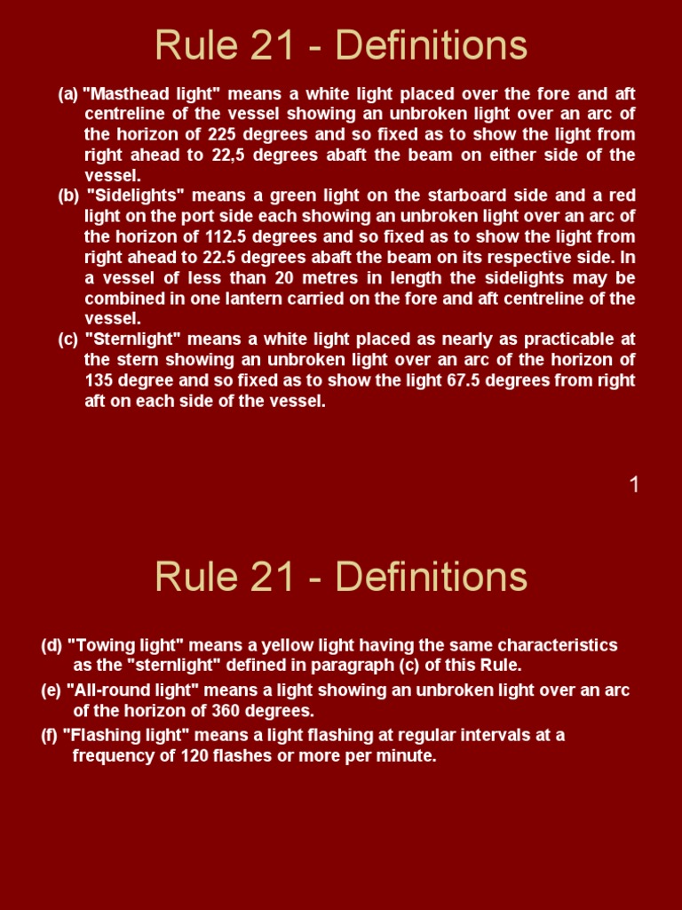 Rule 21 - Definitions | PDF | Port And Starboard | Watercraft