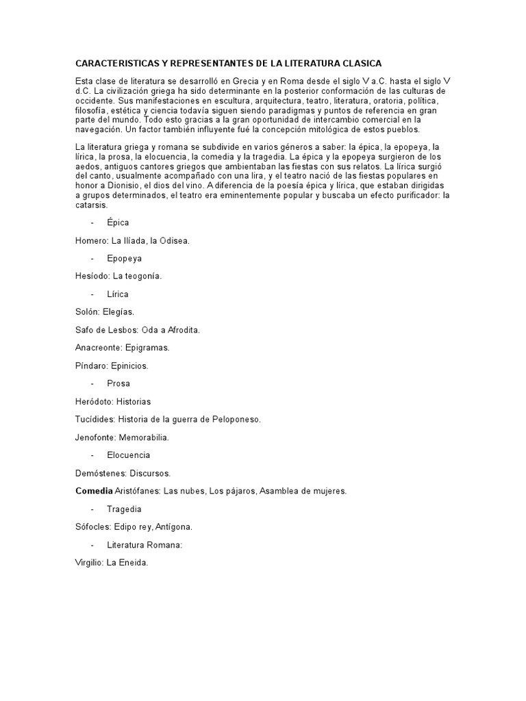 Literatura Clásica: Grecia y Roma | PDF | Mundo occidental | Literatura ...