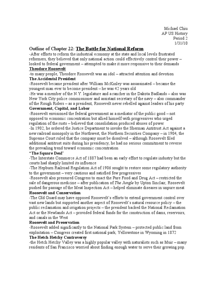 Chapter 22 | PDF | Theodore Roosevelt | William Howard Taft