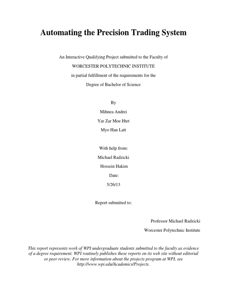 Automating The Precision Trading System | PDF | Bonds (Finance) | High ...