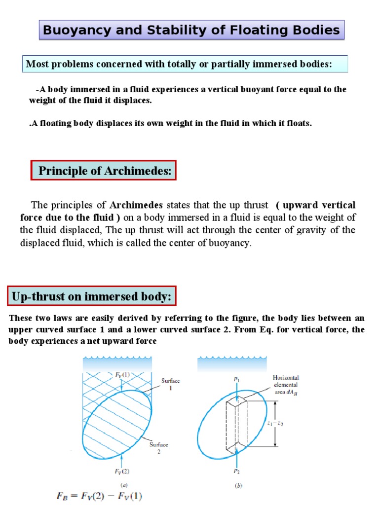 Buoyancy and Stability of Floating Bodies | PDF | Buoyancy | Continuum ...