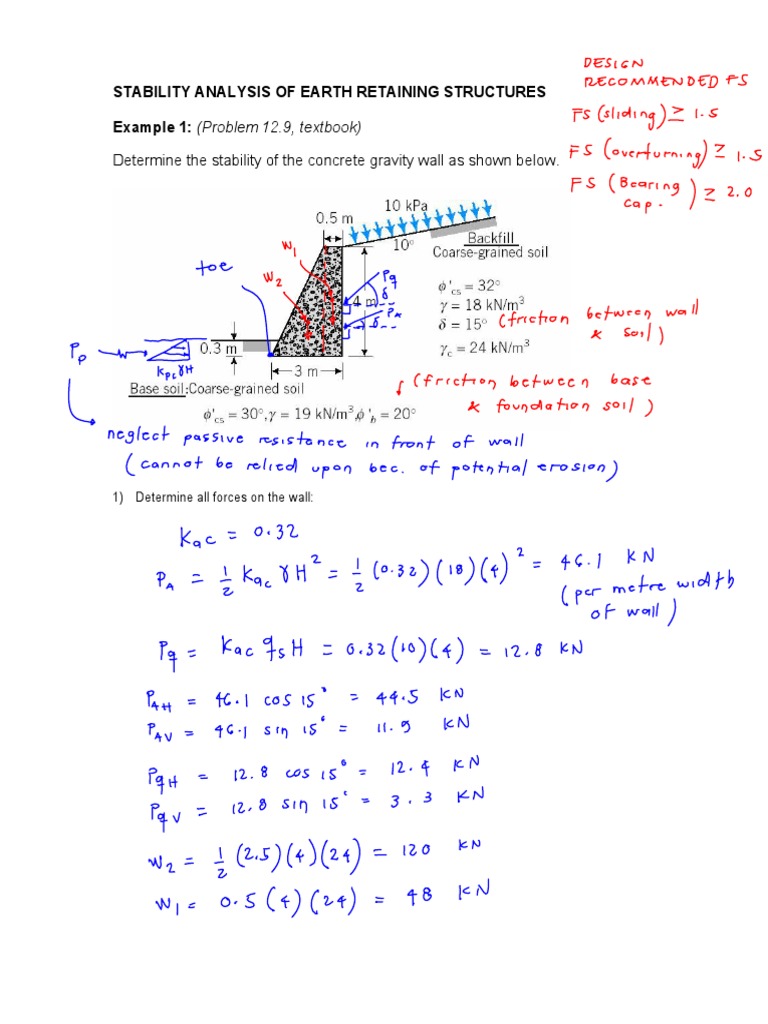 Retaining Wall Stability Analysis Guide | PDF | Science & Mathematics