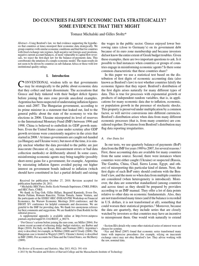 Do Countries Falsify Economic Data Strategically - Some Evidence That ...