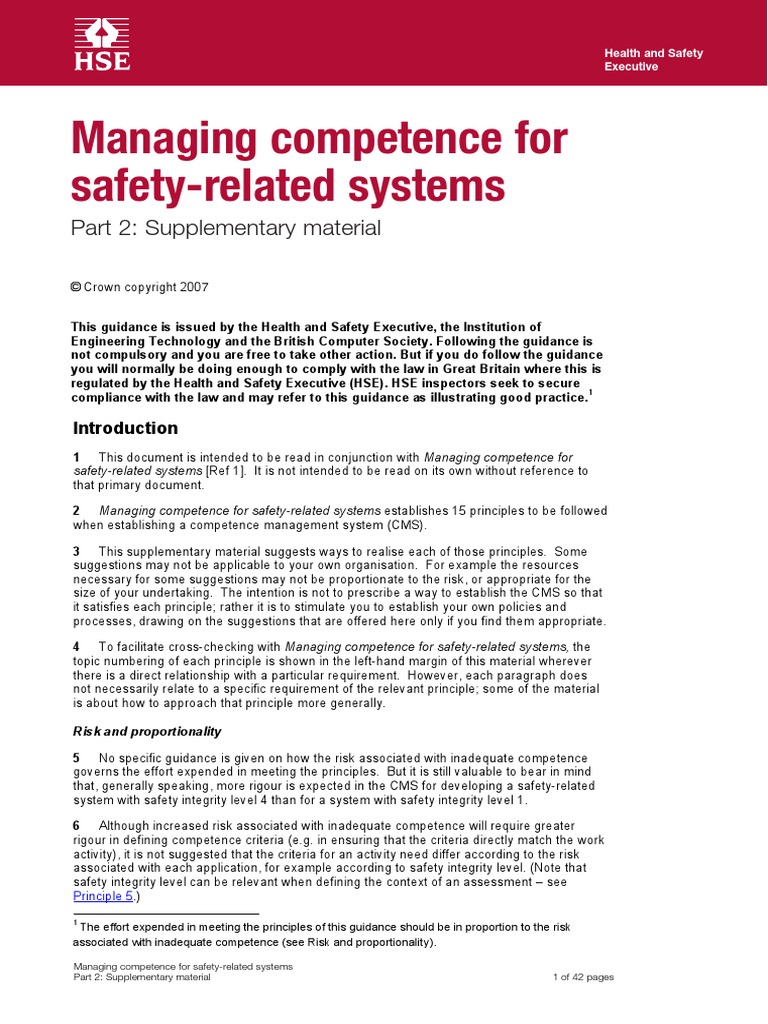 Managing Competence For Safety-Related Systems (Part 2) - UK HSE, 2007 ...