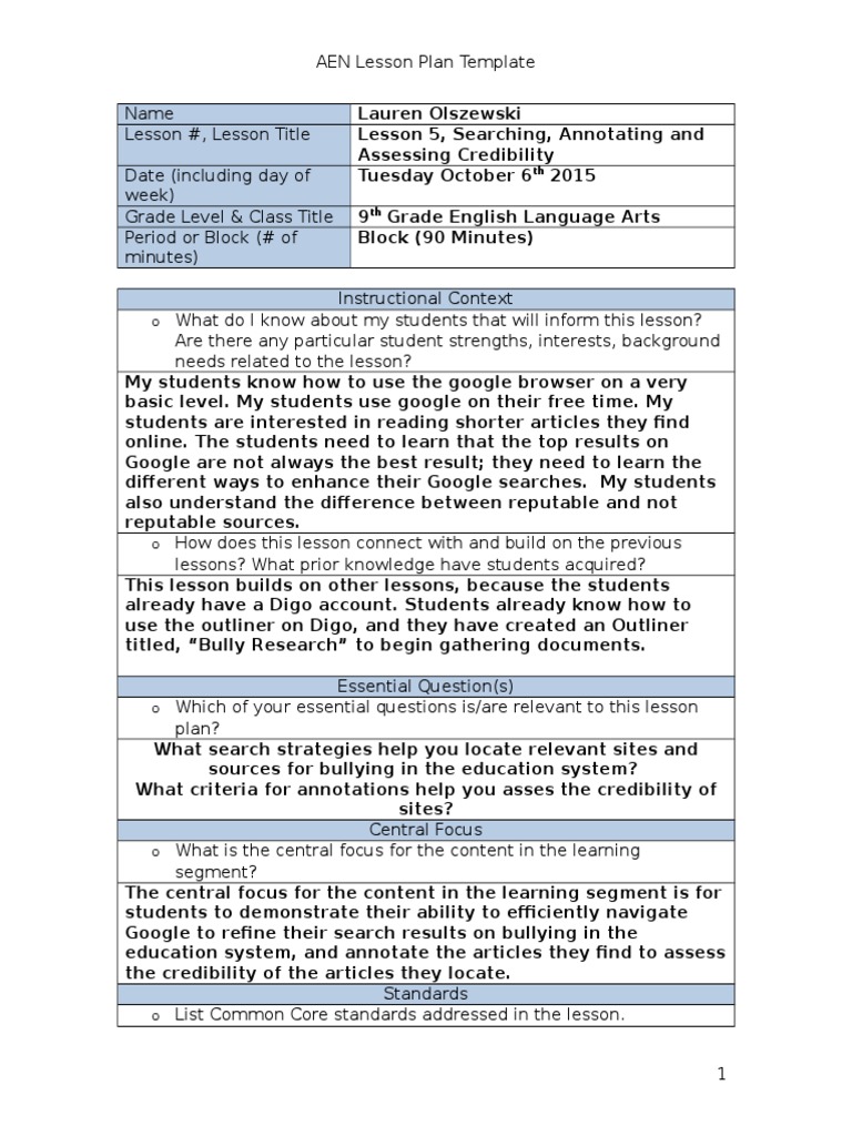 Searching and Annotating Lesson Plan | PDF | Lesson Plan | Learning