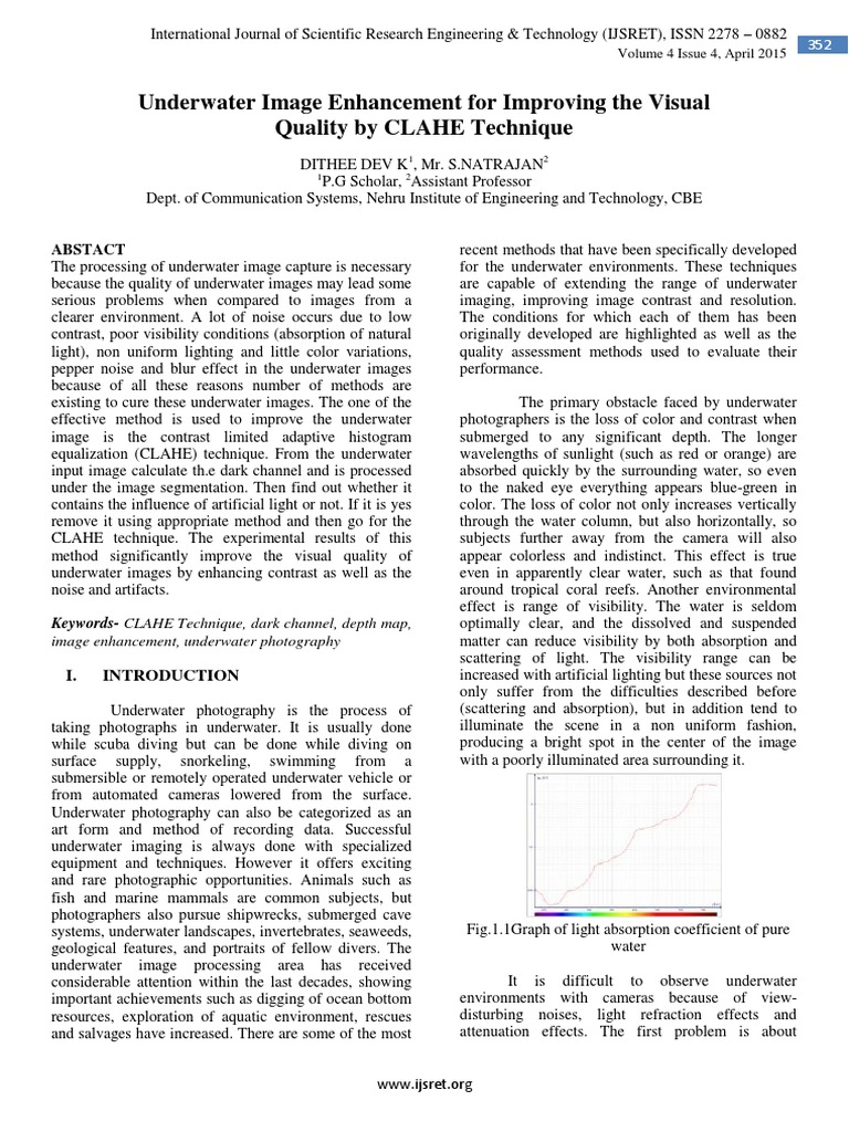 Underwater Image Enhancement For Improving The Visual Quality by CLAHE ...