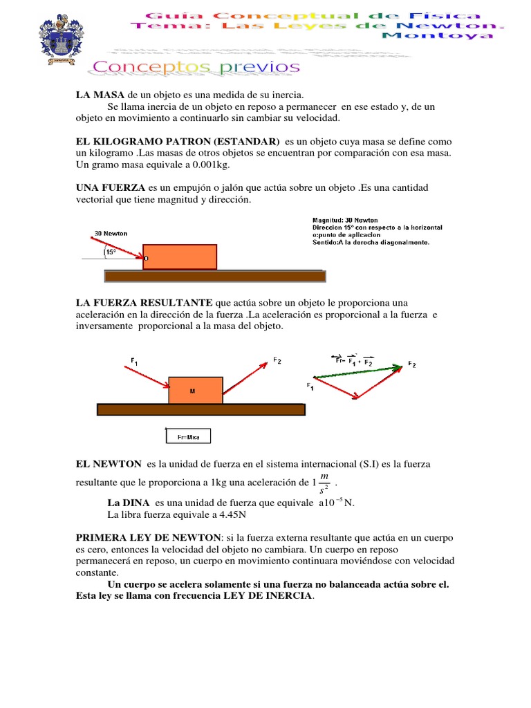 Guia de Estudio Leyes de Newton 2 Y3e1 | PDF | Fuerza | Masa