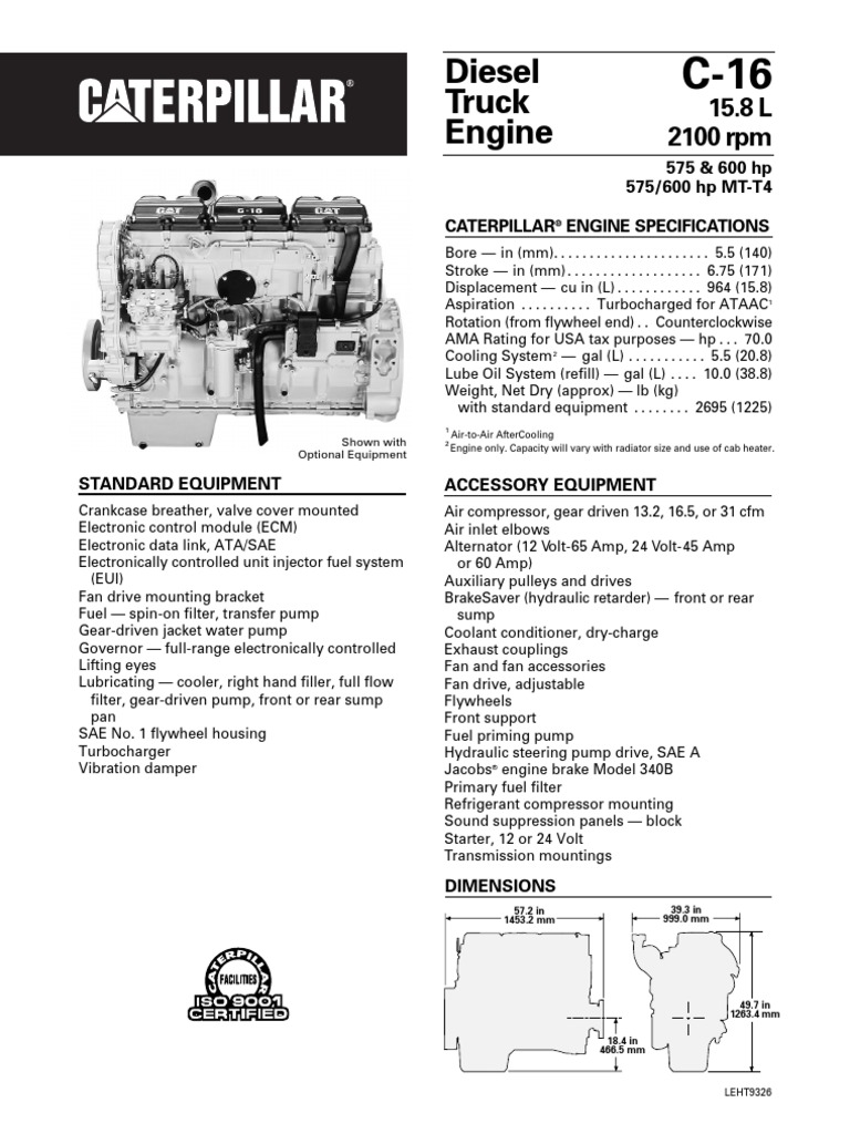 Cat c16 Brochures Mack | Transmission (Mechanics) | Horsepower