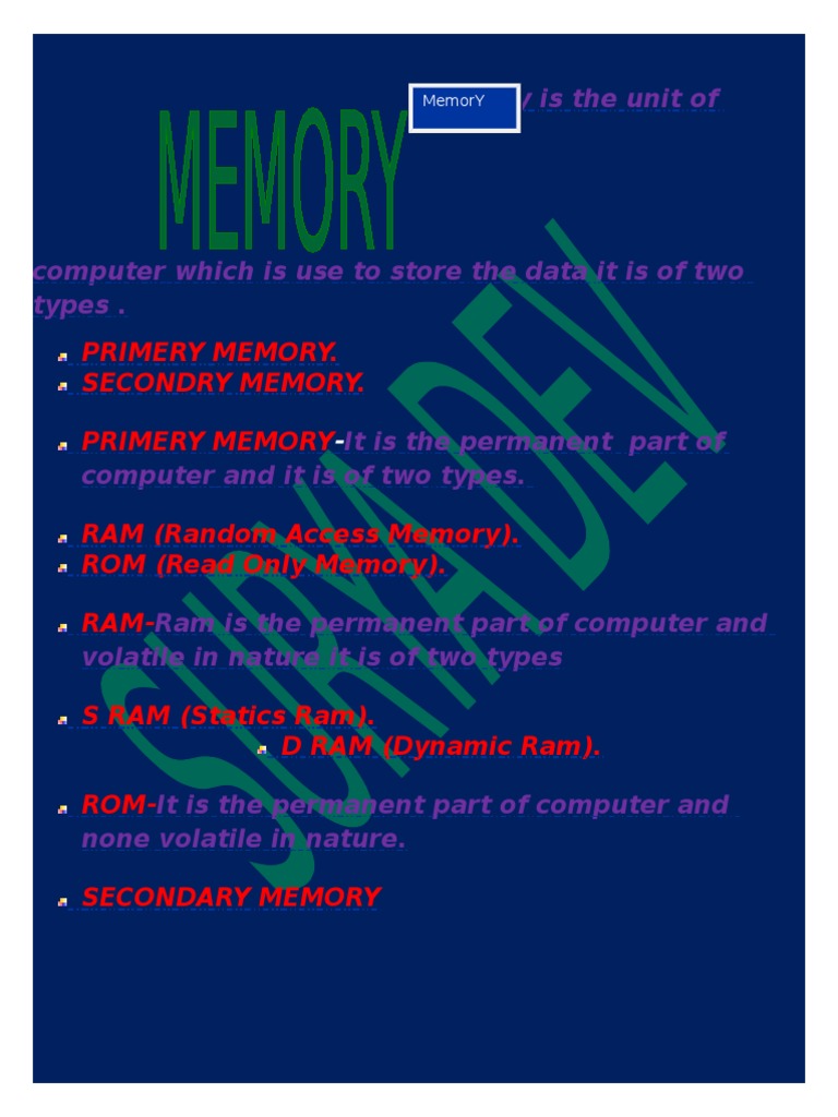 Computer Memory Types Explained | PDF | Games & Activities