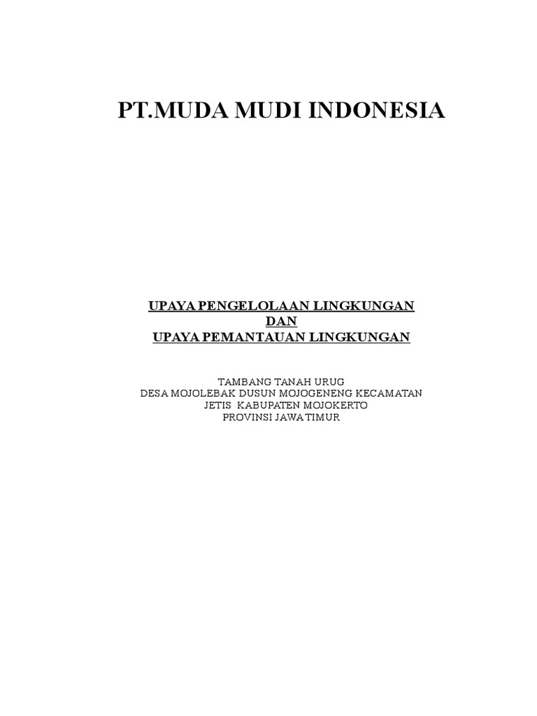 Judul UKL - UPL PT - Muda Mudi Indonesia | PDF