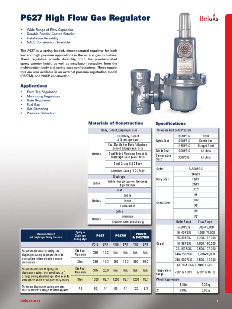 BelGAS P627 2014 Regulator | PDF | Valve | Pressure