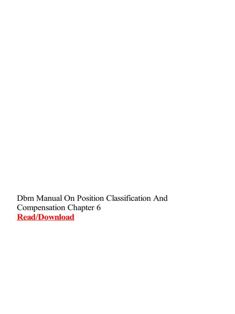 DBM Manual On Position Classification and Compensation Chapter 6 | PDF ...