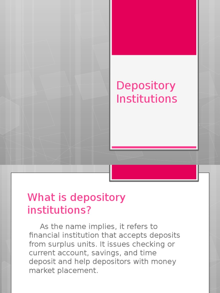 Depository Institutions | Savings And Loan Association | Banks