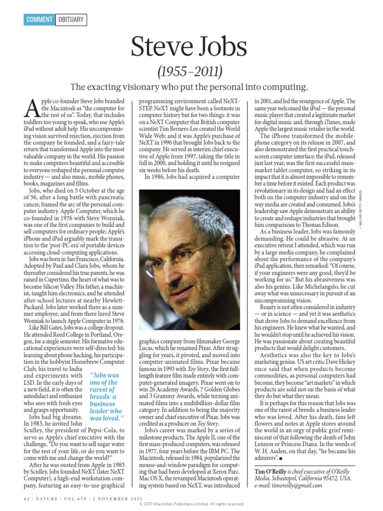 Steve Jobs PDF | PDF | Steve Jobs | Apple Inc.