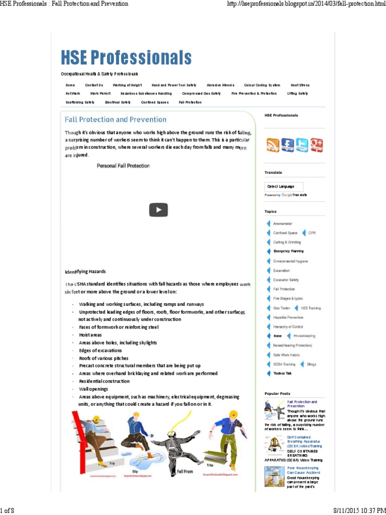 HSE Professionals - Fall Protection and Prevention | PDF | Occupational ...