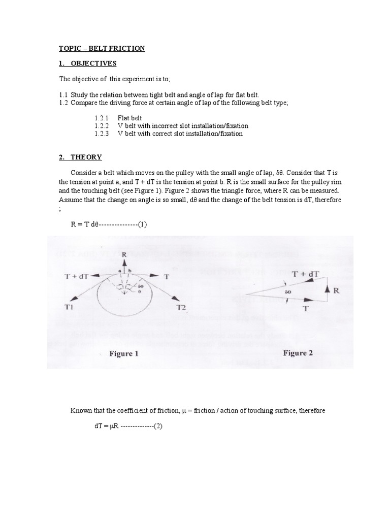 Belt Friction Full Report | PDF | Belt (Mechanical) | Friction