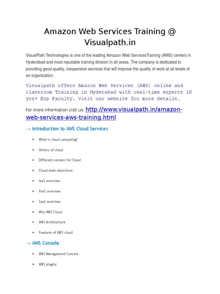 Amazon Web Services Training | PDF | Amazon Web Services | Cloud Computing