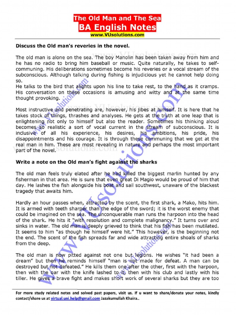 Old-Man-and-the-Sea (B.A English) | PDF