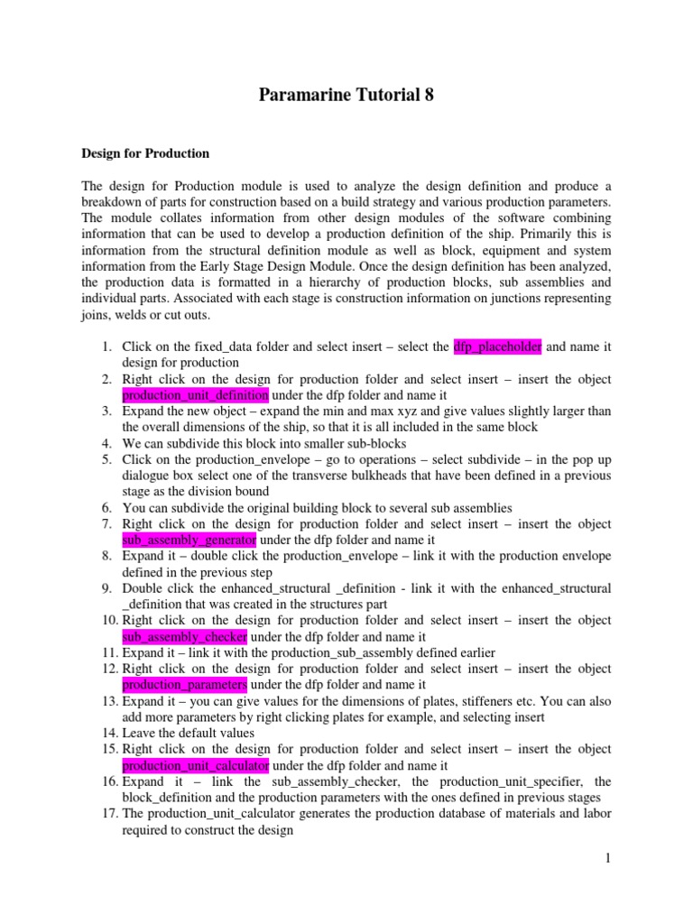 Paramarine Tutorial 8: Design For Production | Download Free PDF | Data ...