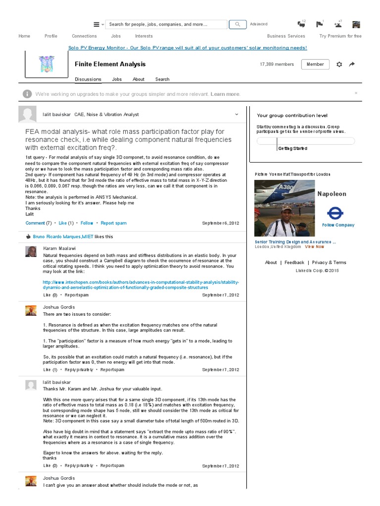 FEA Modal Analysis - MPF For Resonance Check, While Dealing Component ...
