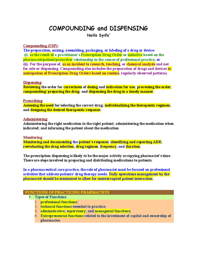 Compounding and Dispensing | PDF | Pharmacy | Pharmaceutical Drug