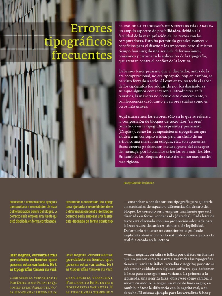 Errores Tipográficos Frecuentes | PDF | Tipografía | Comillas